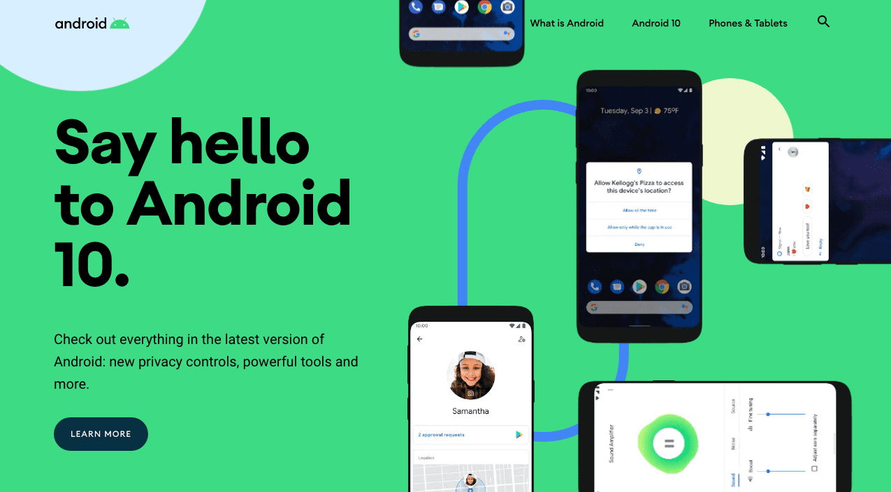 Google actualiza el sitio web Android con la nueva versión Android 10
